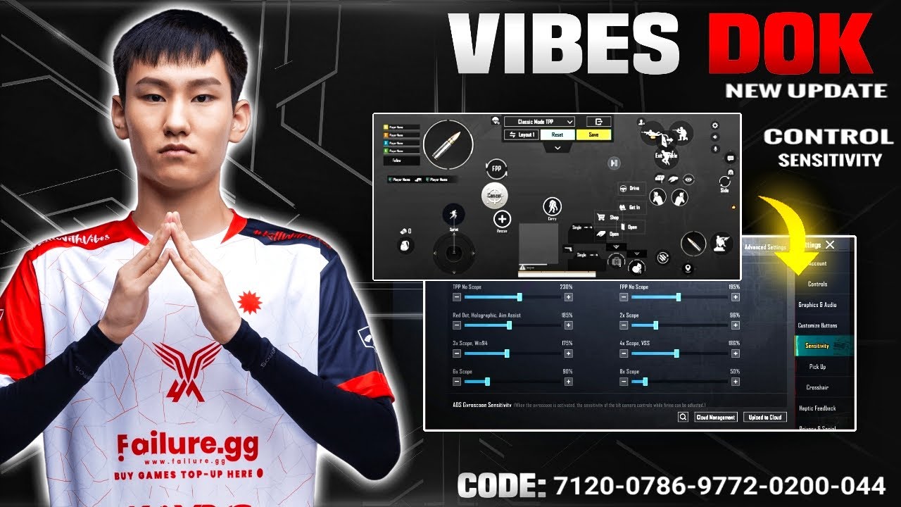 3.1 Update VIBES DOK Control Code / Vibes Dok Sensitivity Code | PUBGM/BGMI (2024) - YouTube