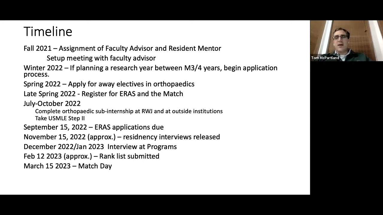 The Orthopaedic Candidate Timeline Tom McPartland, MD - YouTube