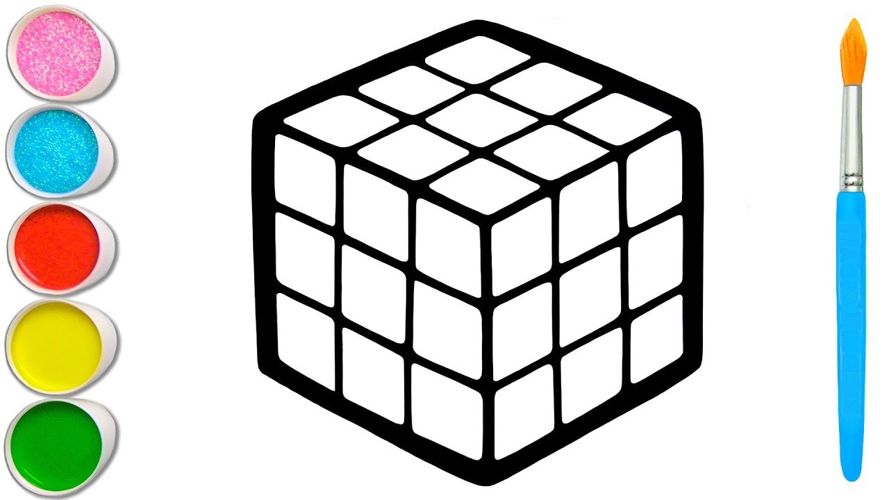 Rubik's Cube Drawing, Painting, Coloring for Kids & Toddlers | Easy 3D ...