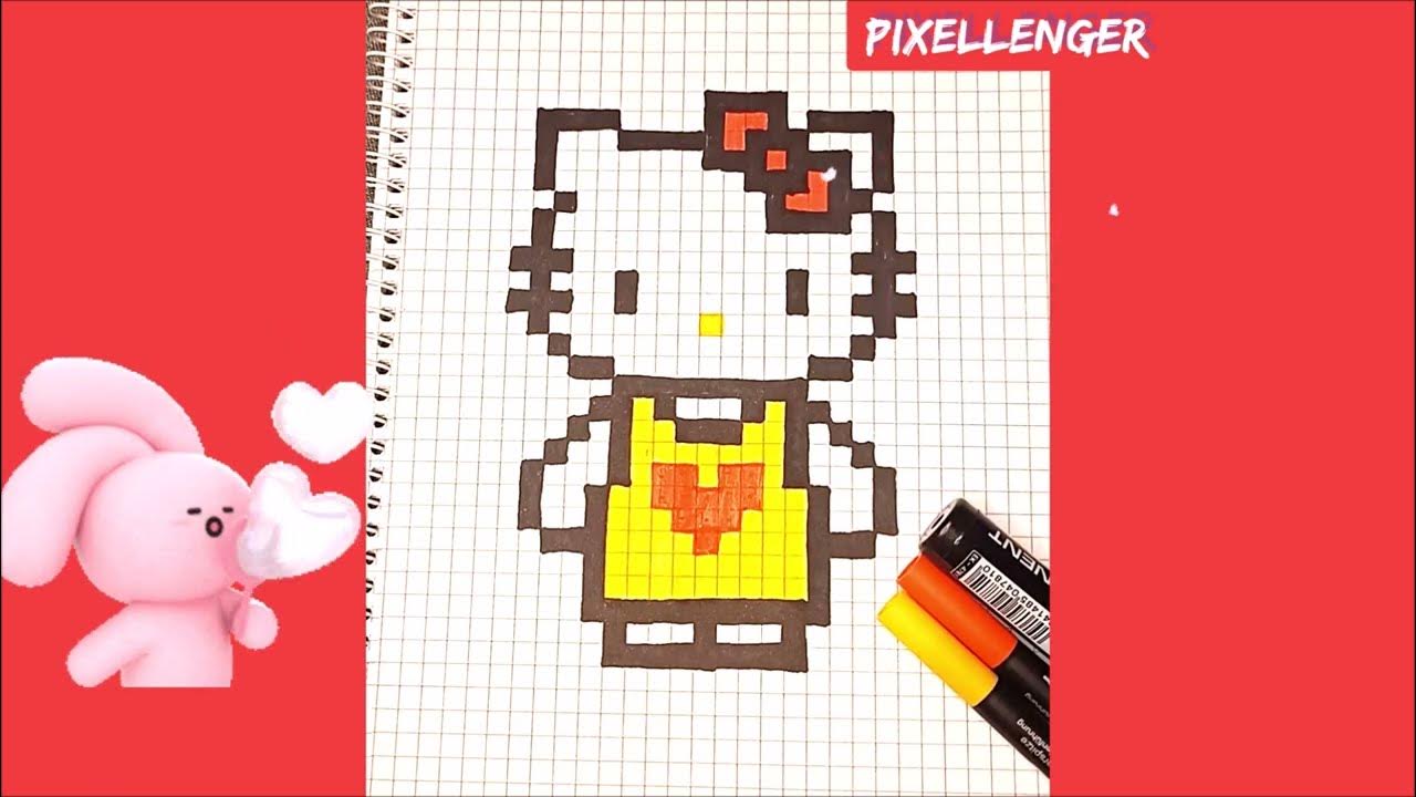 Hello Kitty Как рисовать по клеточкам Котёнка Китти Простые рисунки How