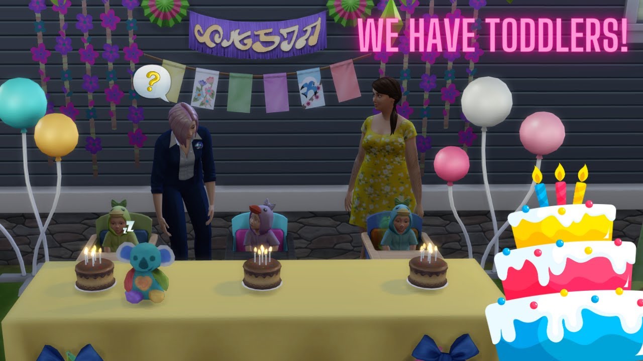 Triplets Birthday Party - The Sims 4 Growing Together - YouTube