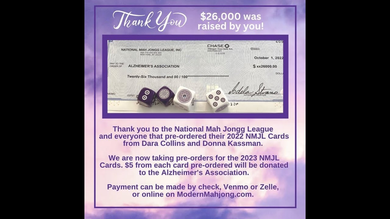 Mah Jongg - Pre-order 2023 NMJL Card and $5 per card is donated to the ...