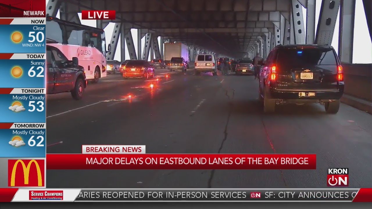 Police clearing scene on Bay Bridge after incident - YouTube