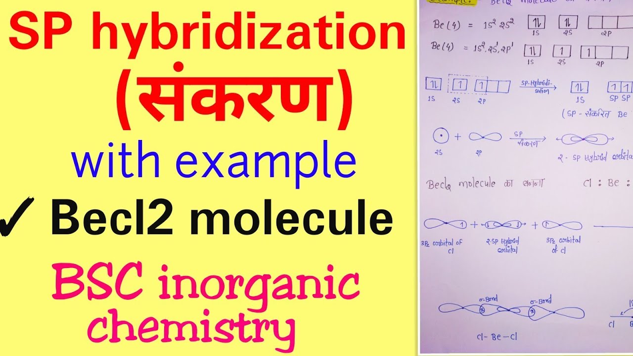 Sp hybridization in hindi,sp hybridization becl2 molecule,becl2 ...