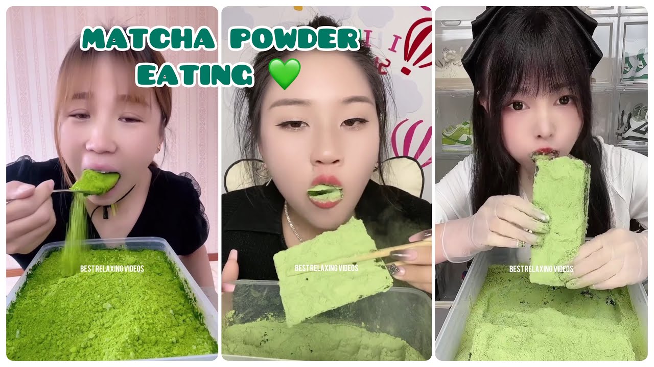 [ASMR] HEAVY MATCHA POWDERED ICE EATING MATCHA ASMR & BIG BITES 😋 ...