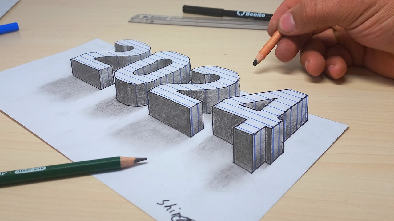 2024 3D drawing on paper . Step-by-Step for Beginners - YouTube