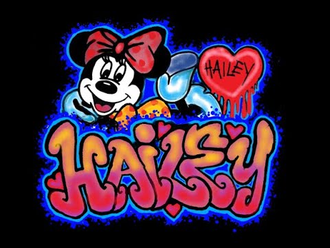 How to draw graffiti name ''HAILEY'' with Minnie Mouse - YouTube