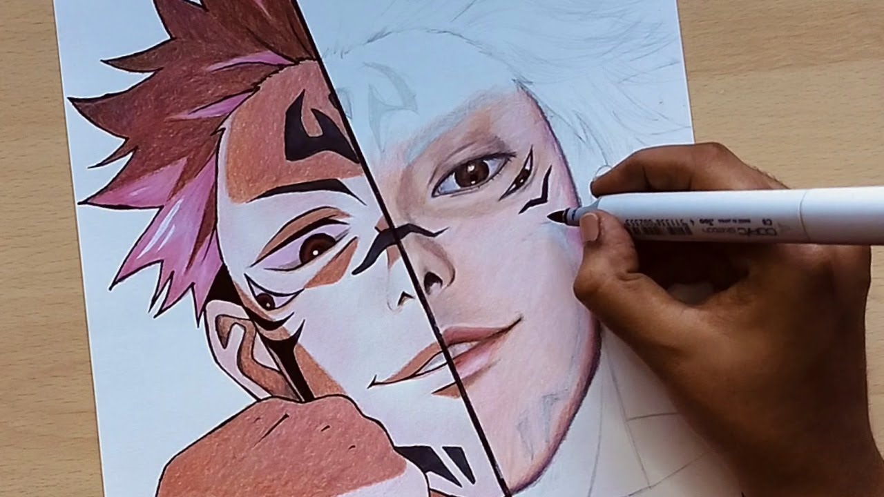 Drawing Sukuna | Jujutsu kaisen | ANIME X REALISTIC - YouTube