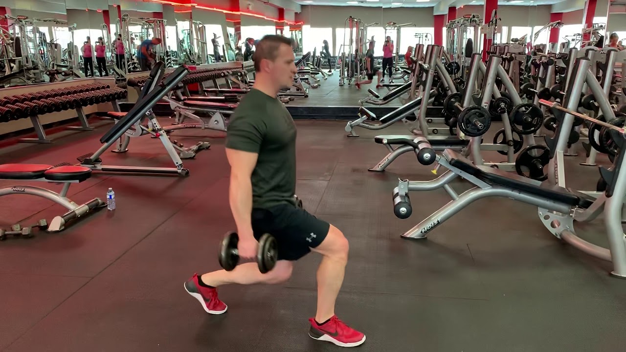 Fente avant avec déplacement avec haltère - YouTube