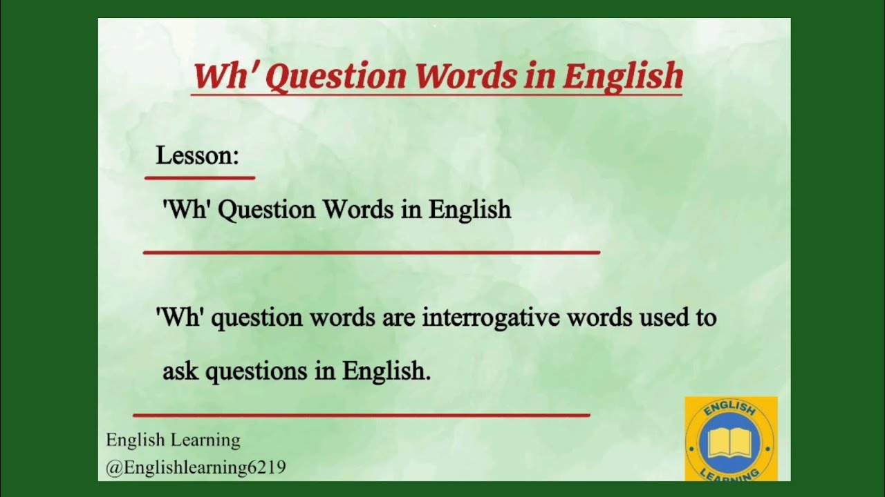 'Wh' Question words with sentence examples #whquestions # ...