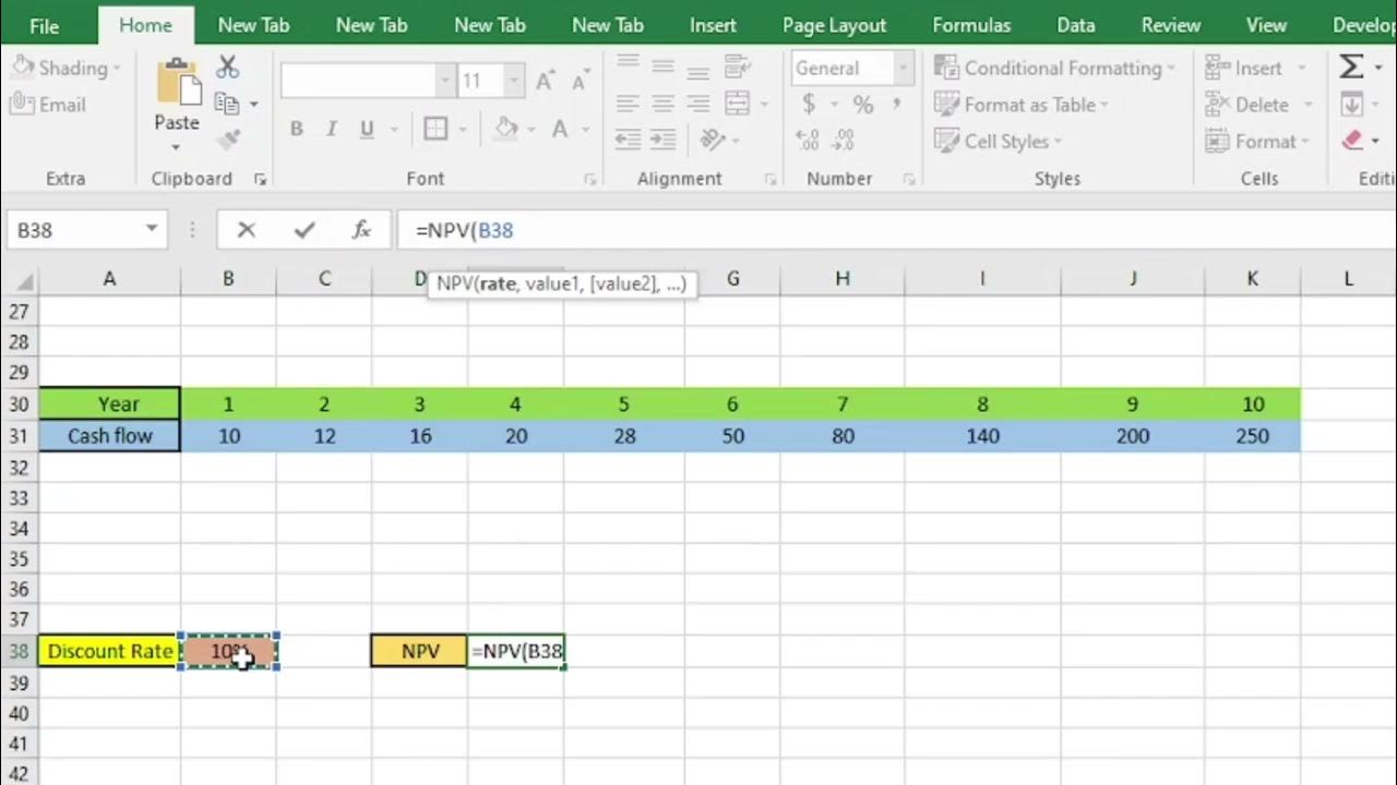 How to calculate NPV using excel - YouTube