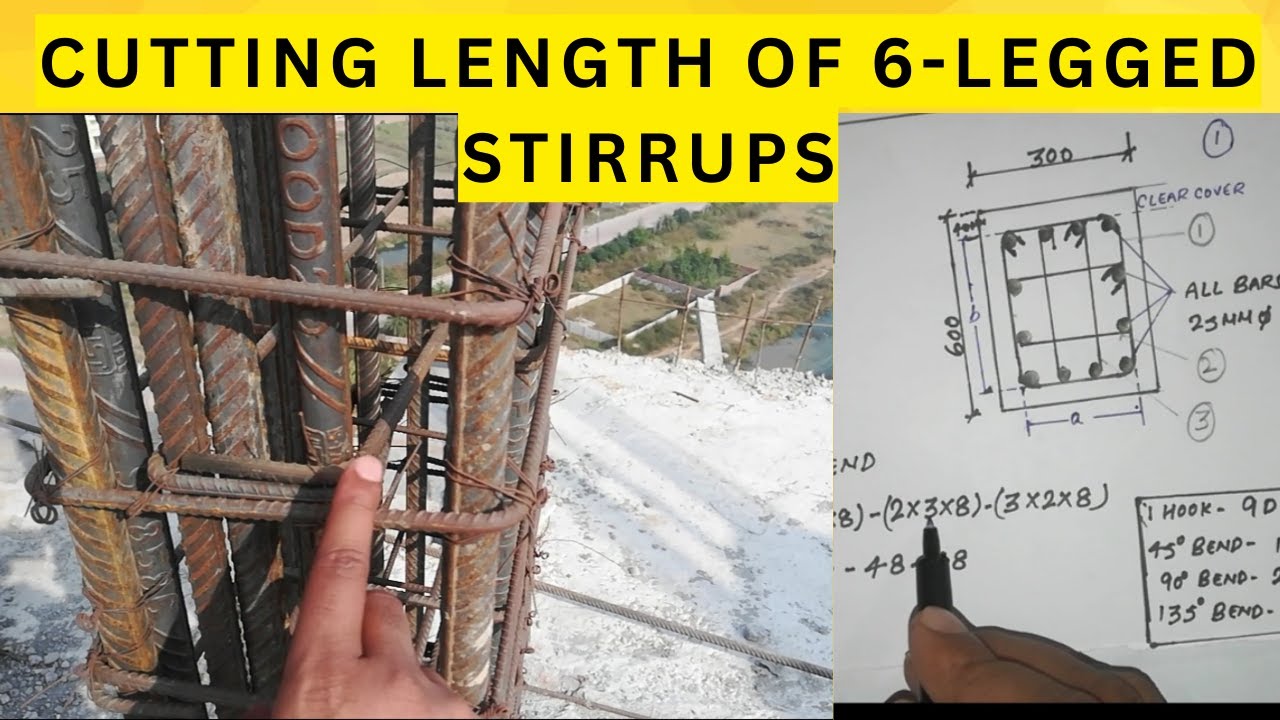 CUTTING LENGTH OF 6 LEGGED STIRRUPS IN COLUMN AND BEAM //BBS(BAR ...