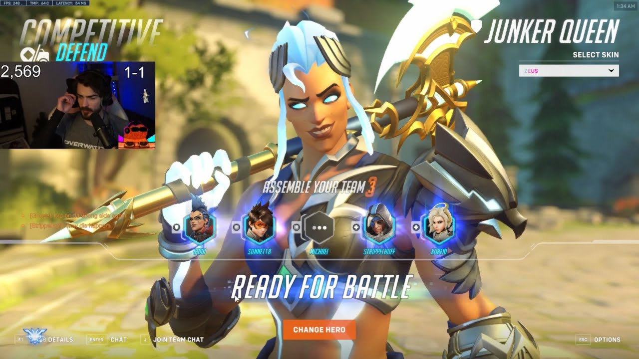Overwatch 2 JunkerQueen God GURU Popped Of With New Zeus Skin - YouTube
