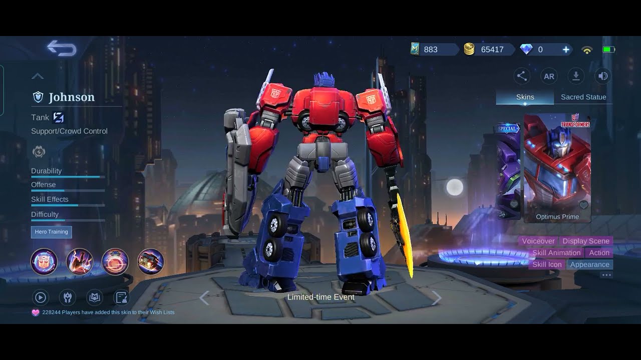 Mobile Legends : Johnson , Optimus Prime Skin , 08June - YouTube