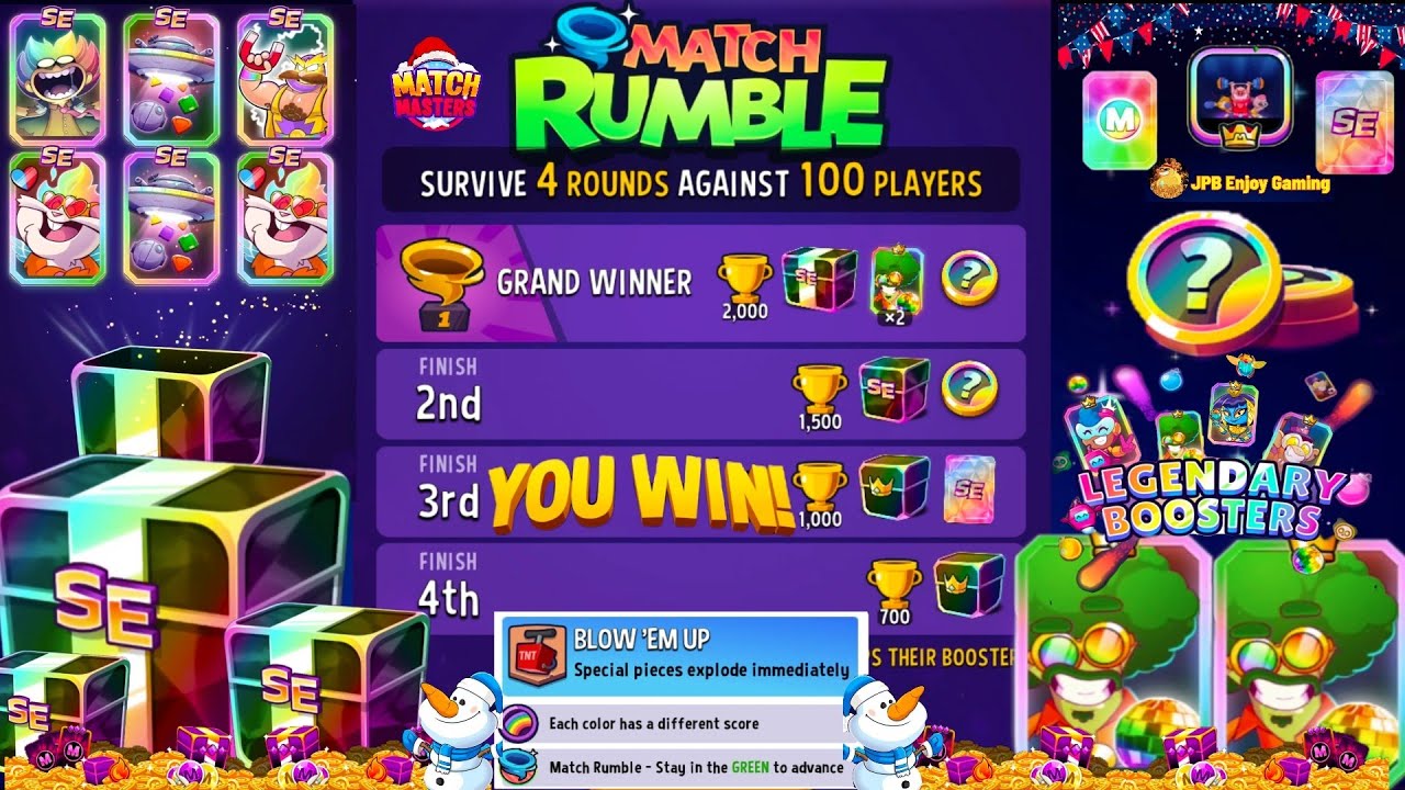 Match Rumble 100 Player Blow'Em Up+Rainbow Prizes 6 SE Booster 2 Brocco ...