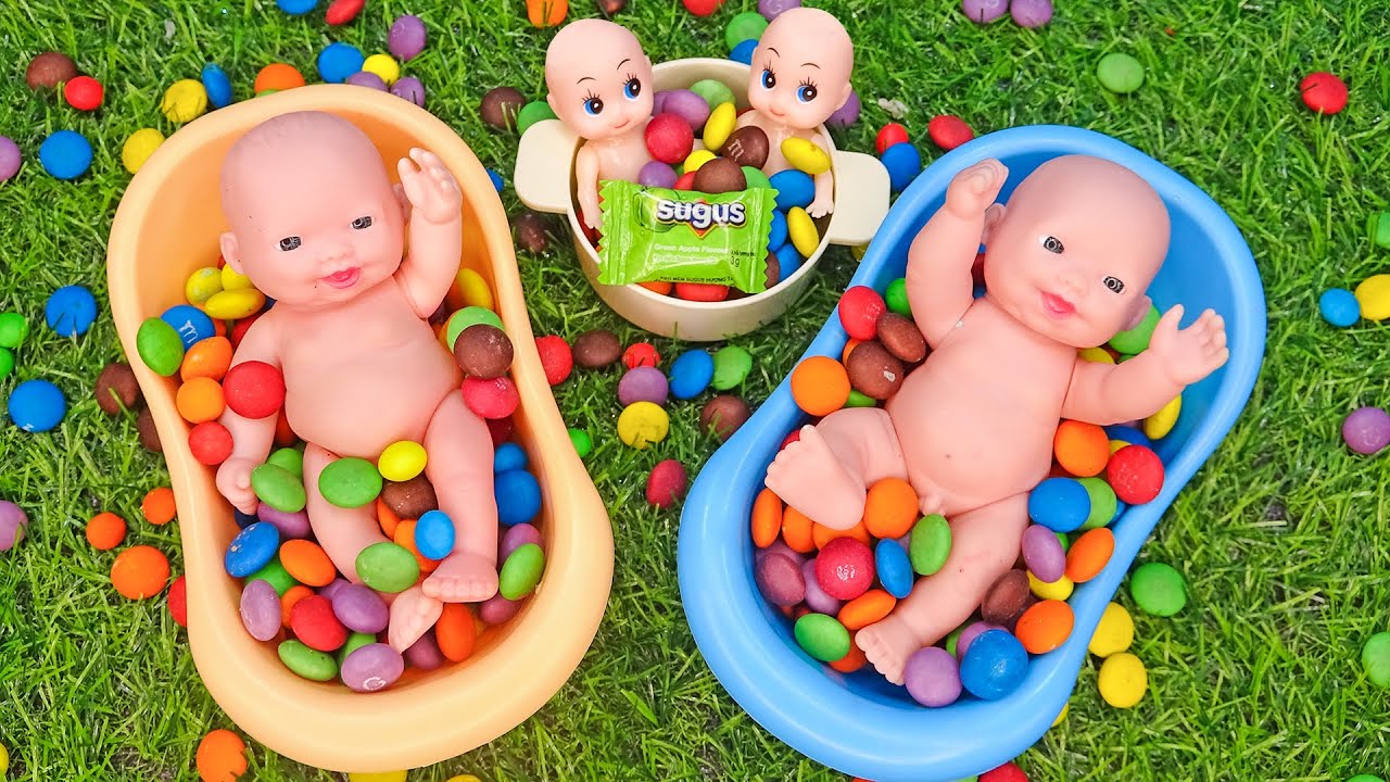 Satisfying Video l Mixing Rainbow 3 BathTub Candy with Frog Pop it ...