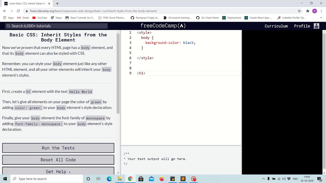 Tutorial 26 - Inheriting styles from body element - free code camp ...