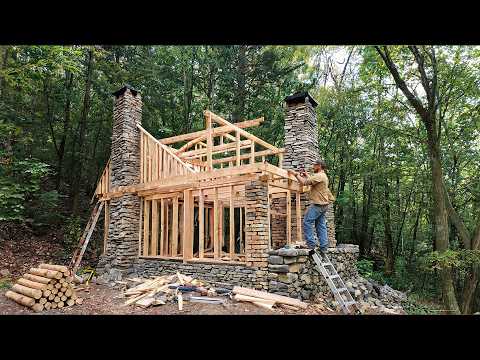 Complete Cabin Build on Rocky Hillside | Stone, Brick & Timber | One Year