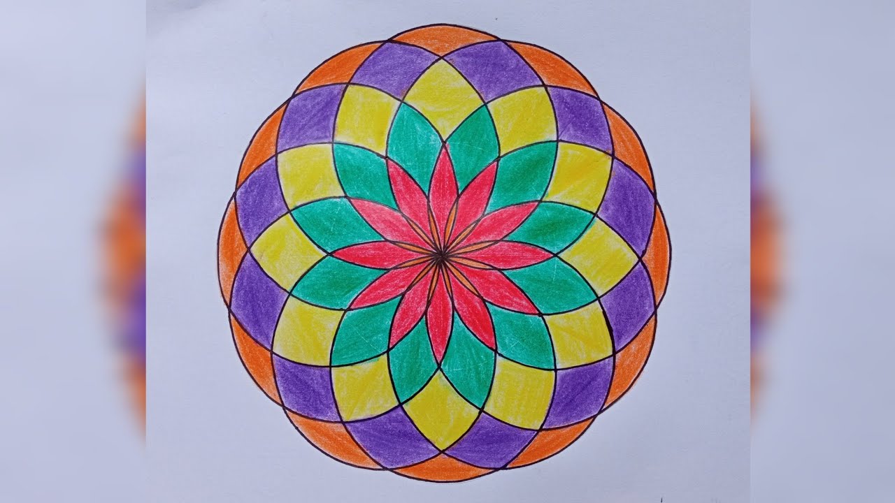 Quick and easy Geometrical drawing in circle||how to draw a geometrical ...