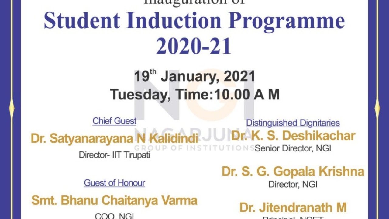 Inauguration of Student Induction Programme 2020-21 on 19.01.2021 at ...