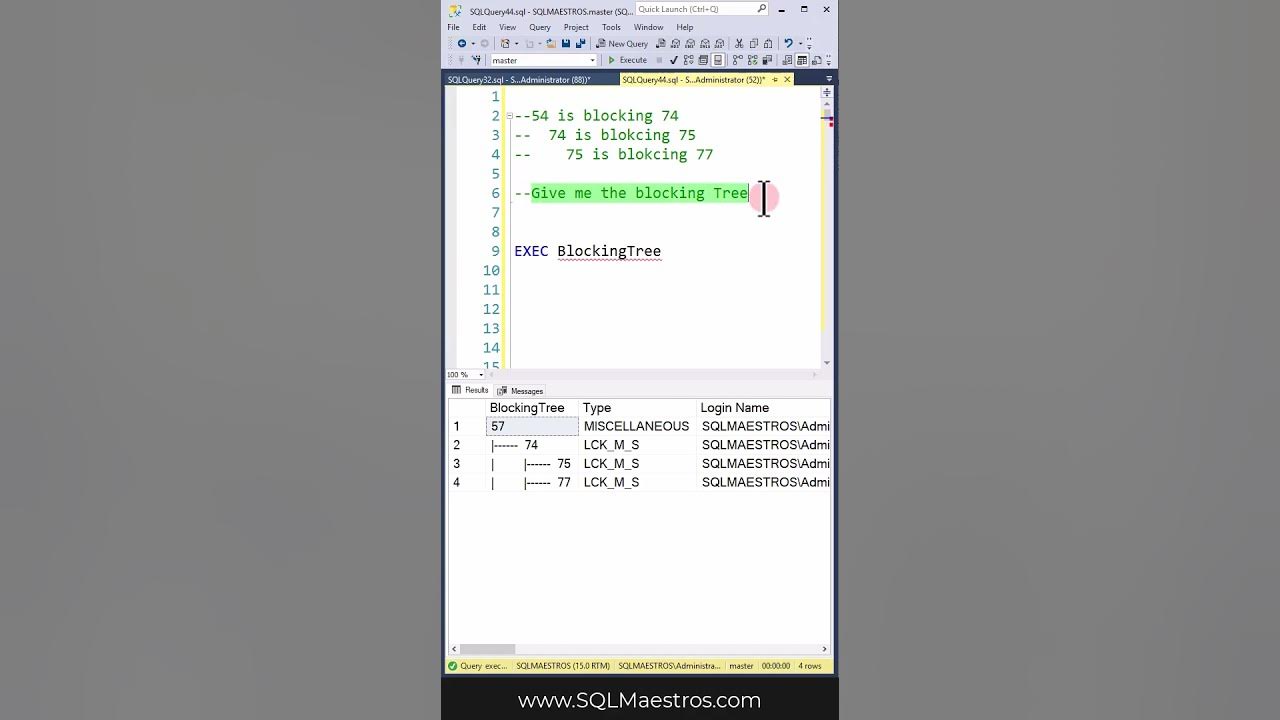Extracting the Blocking Tree in SQL Server - YouTube