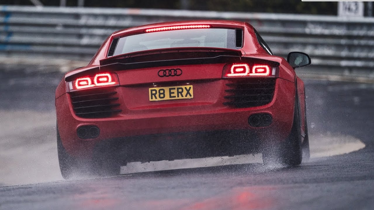 Audi R8 V8 Manual wet lap of the Nurburgring - YouTube