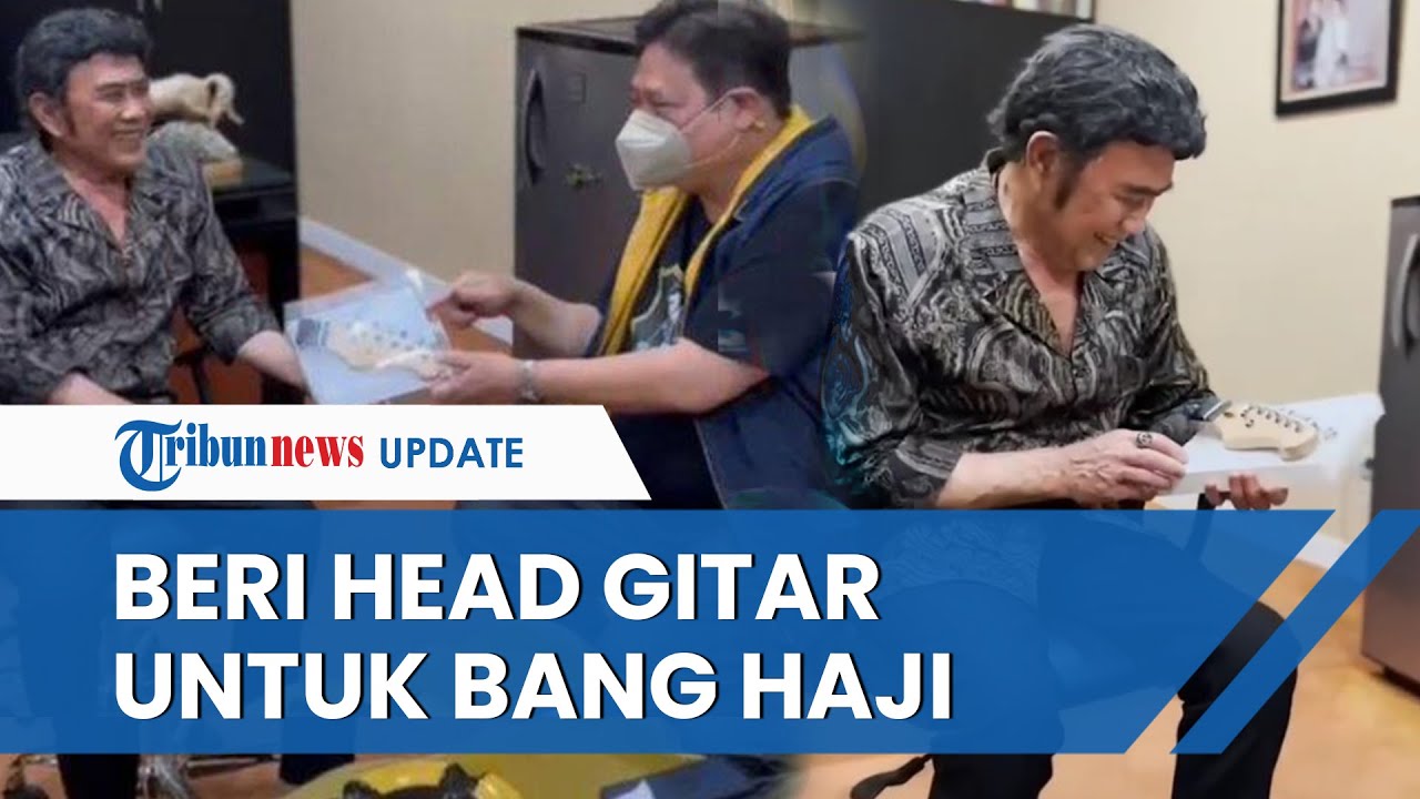 Airlangga Beri Kado 'Head' Gitar untuk Raja Dangdut Rhoma Irama ...