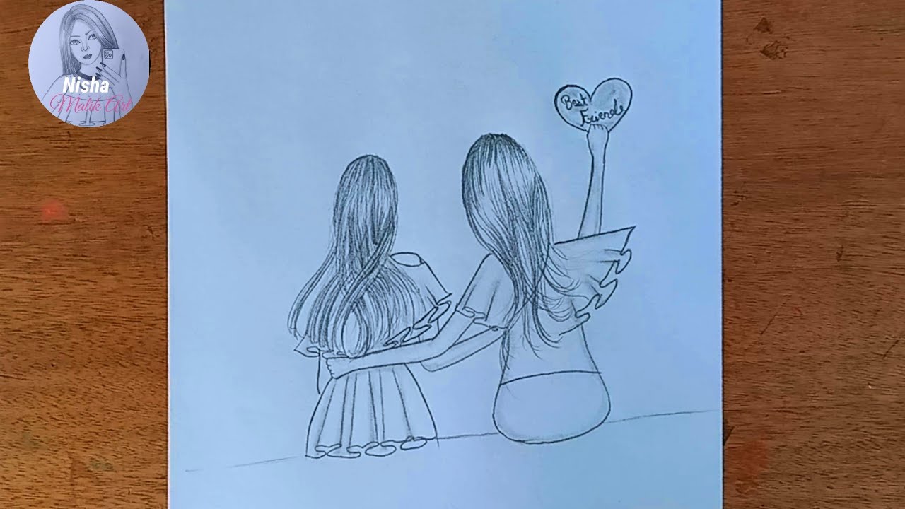 Two bestie drawing ll How to draw two best friend For Beginner pencil ...