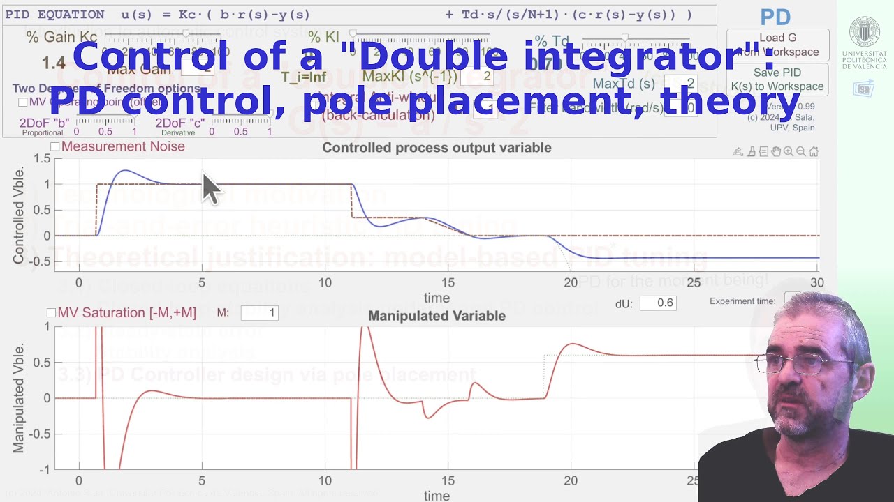 double-integrator PD control design: pole placement - YouTube
