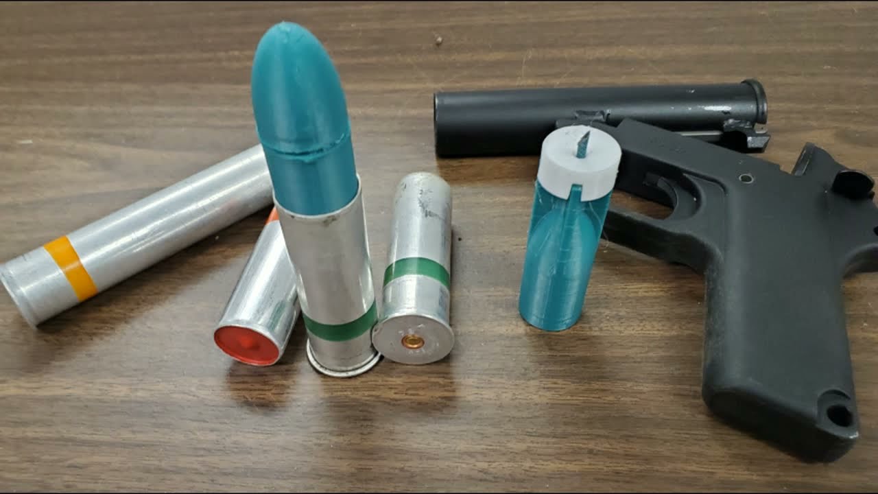26.5 mm Flare Fined Projectile made with 3D printer. Loaded with red ...