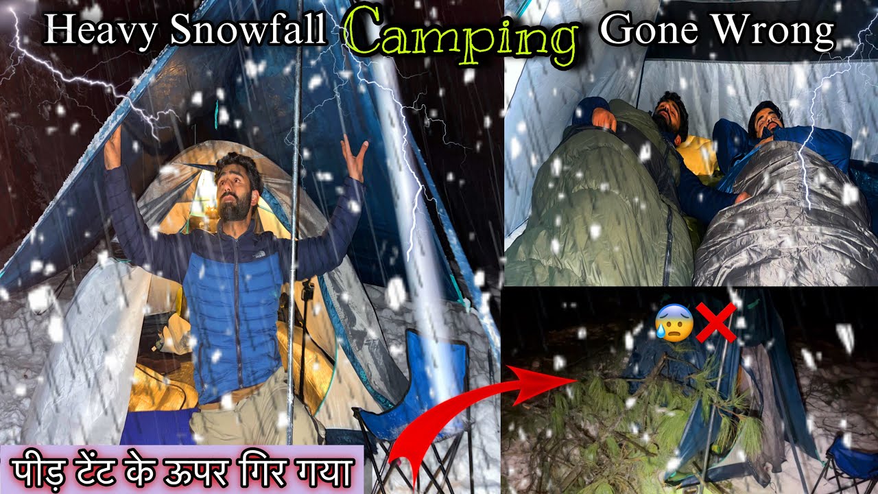 Winter Night Camping in Extreme Heavy Snowfall | Tree Falls On Our Tent 😰| Camping Gone Wrong |# ...