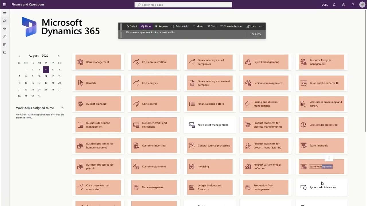 Hiding Unwanted Workspaces in Dynamics 365 and Adding Tile Shortcust - YouTube