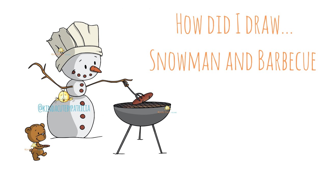 How did I draw... Snowman and barbecue. From sketch to digital coloring ...