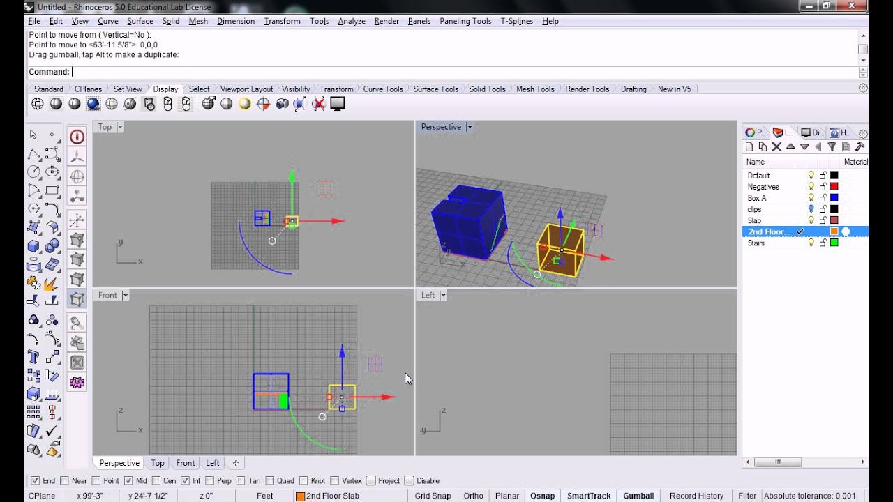 Rhino - 17 - Gumball Move Copy Rotate - YouTube