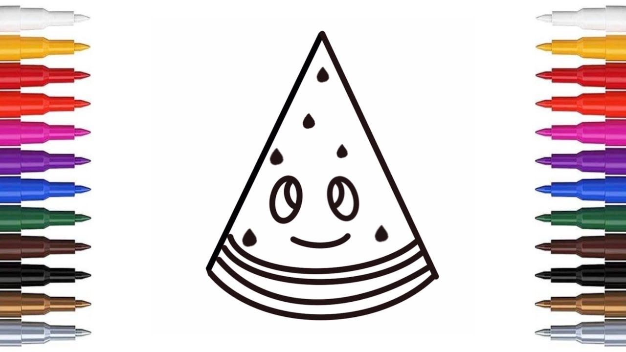 How to draw a Cute Watermelon | Easy Watermelon Drawing | Preschool ...