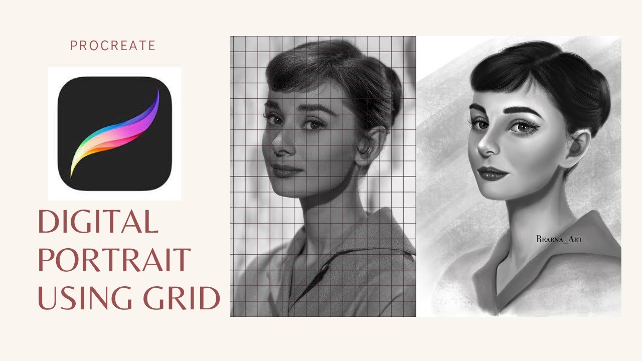Digital portrait using Grid line and procreate - YouTube