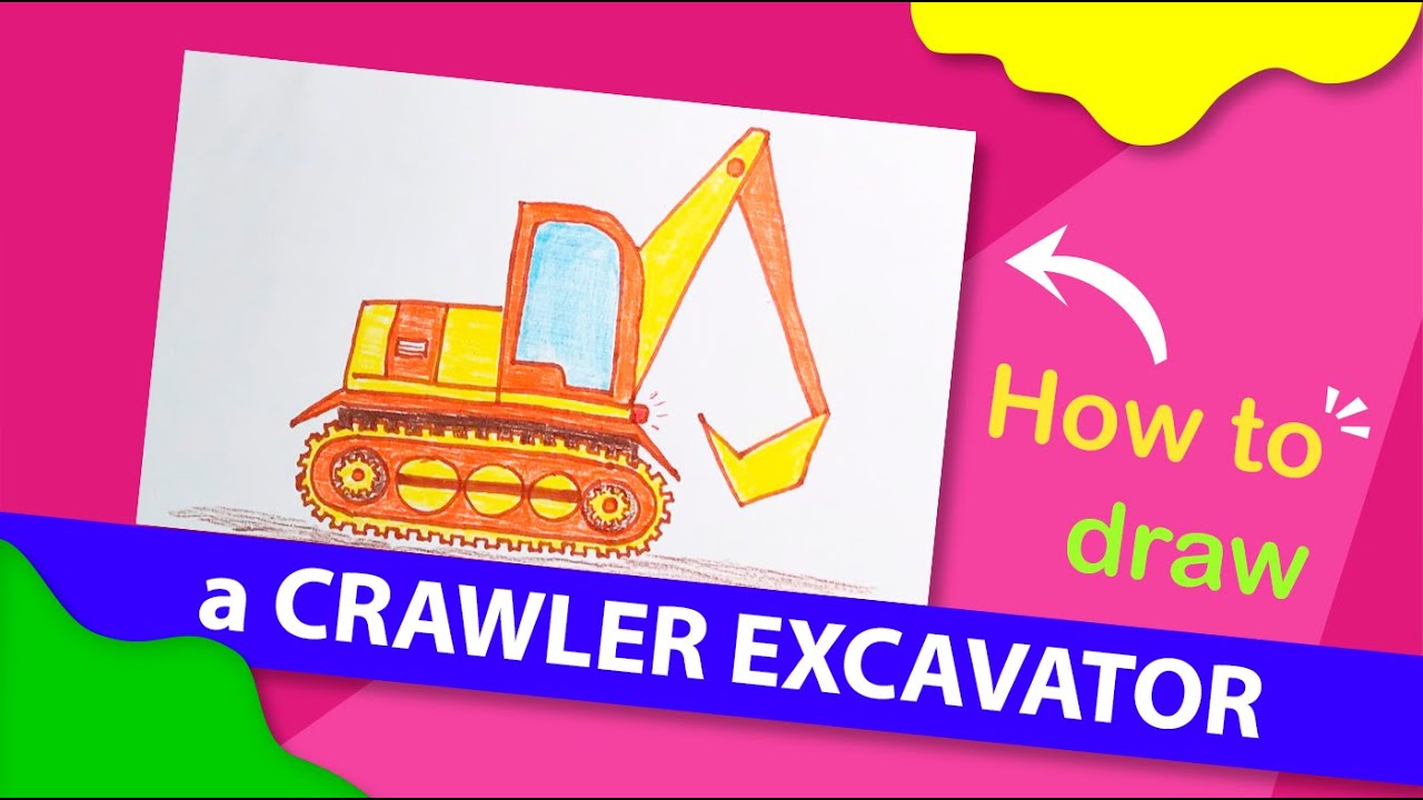 How to Draw Crawler Excavator - YouTube