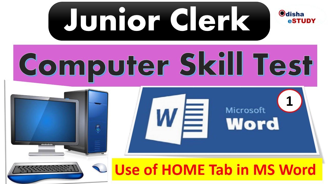 Computer Skill Test for Junior Clerk // Use of HOME TAB in MS word ...