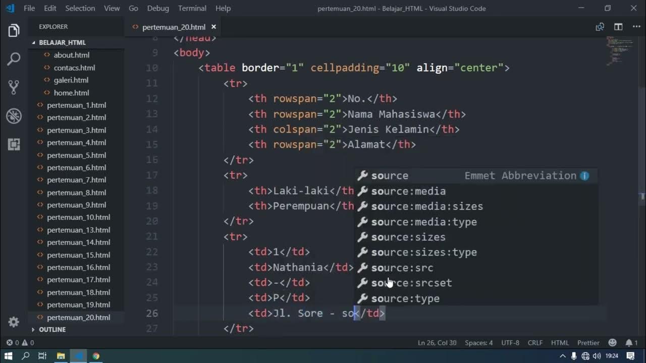 TUTORIAL HTML LENGKAP PART 20 | LATIHAN MEMBUAT TABEL HTML - YouTube