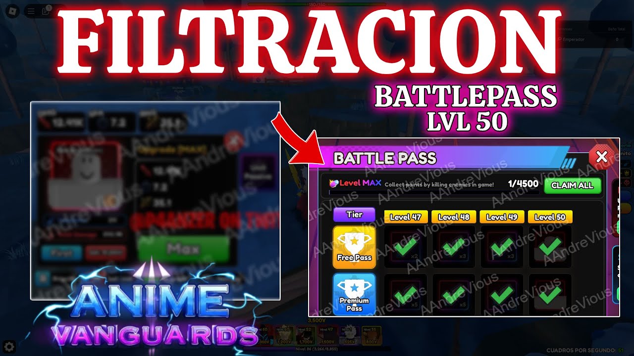 FILTRACION SECRETA DE ANIME VANGUARDS ROBLOX *BATTLEPASS LVL 50* - YouTube