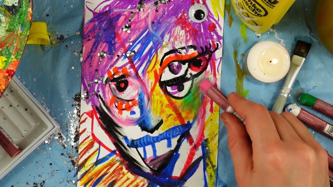Expressive Art with Glitter, Oil Pastels and FIRE?! - YouTube