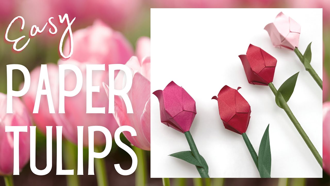 How to Make an Origami Tulip and Paper Stem EASY Video - YouTube