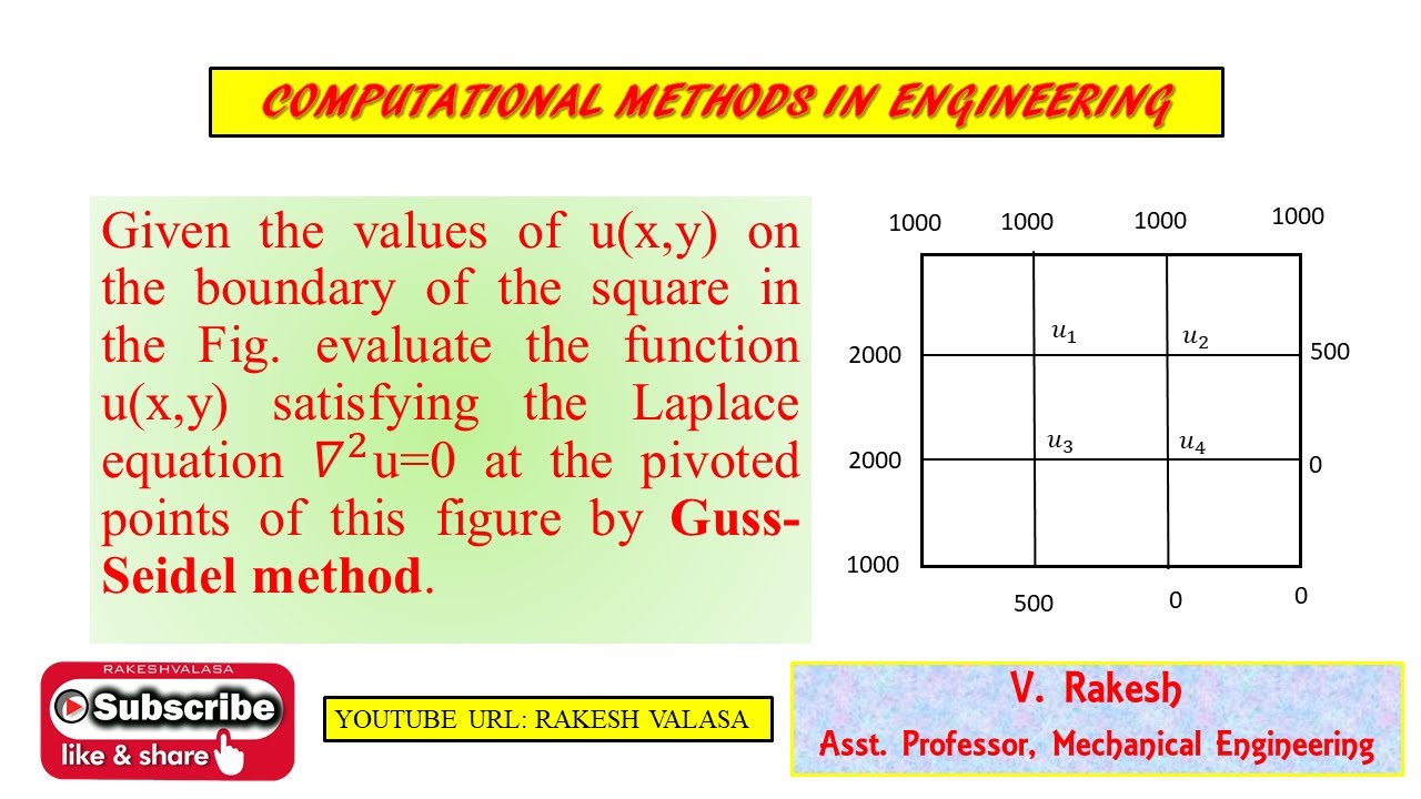 SOLUTION OF LAPLACE'S EQUATION BY USING GAUSS SEIDEL METHOD - YouTube