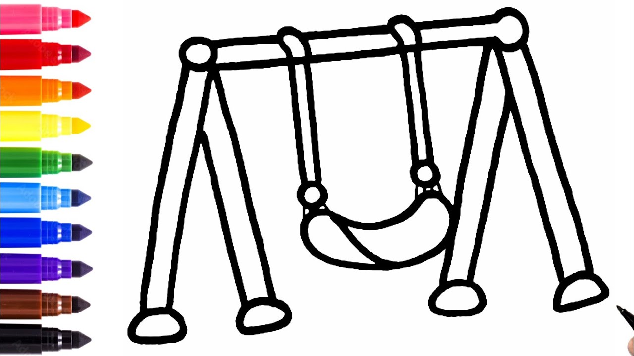 Cradle Drawing and Coloring for Kids, Toddlers | How to Draw a Cradle ...