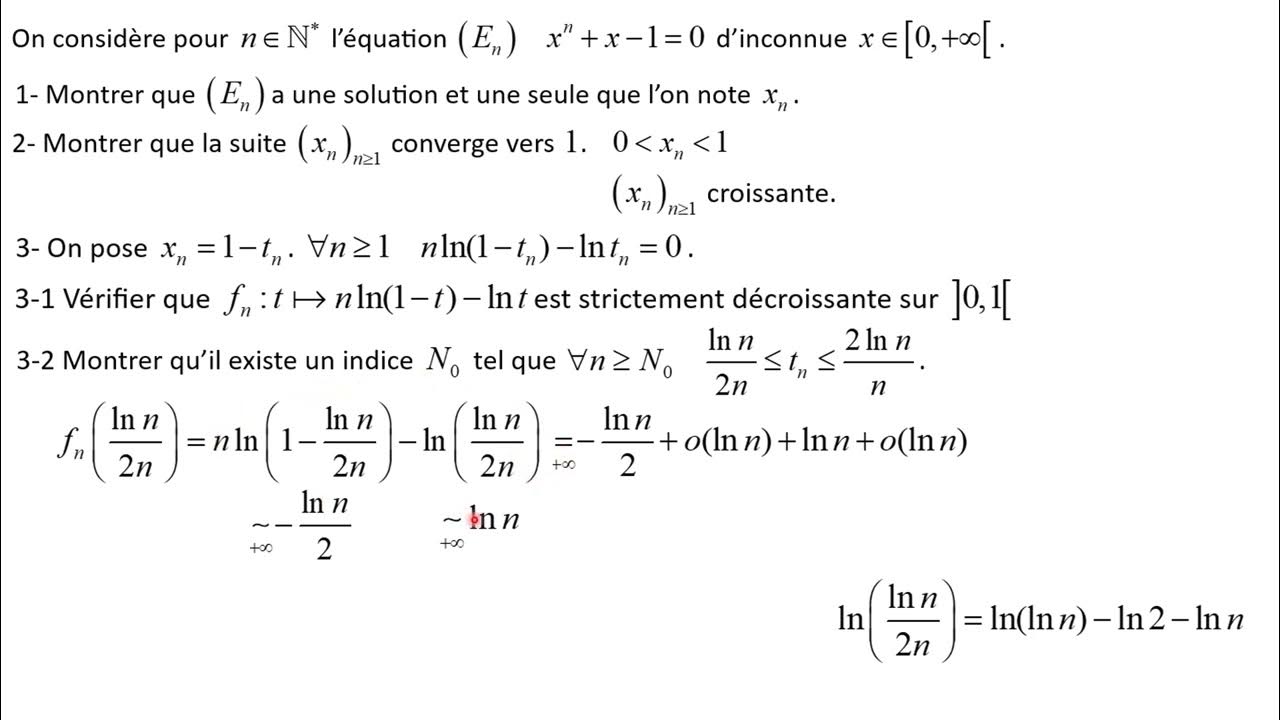 Part 2 Début d'un développement asymptotique du terme général de la suite implicite - YouTube