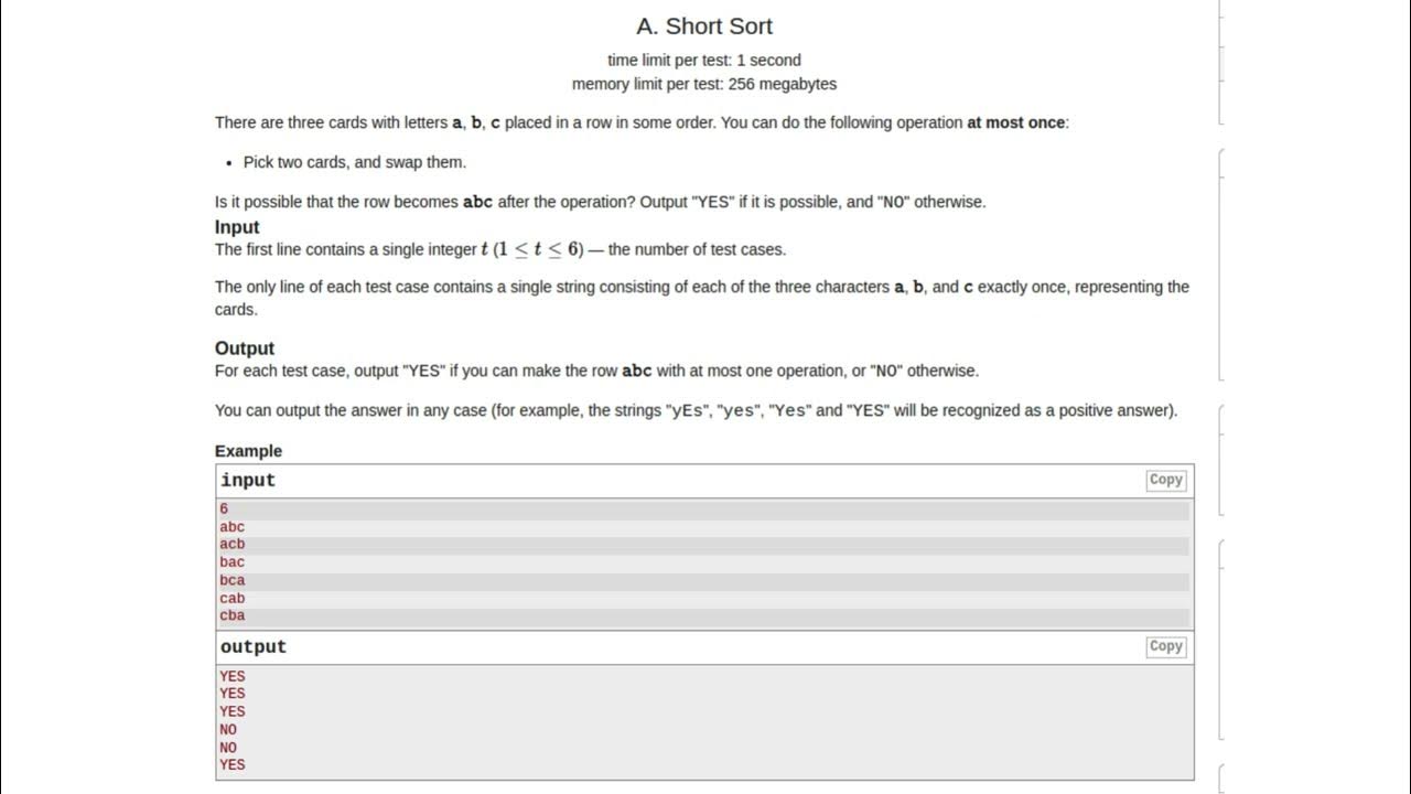 Quick Solution To Codeforces 1873a - Short Sort Explained In Python 
