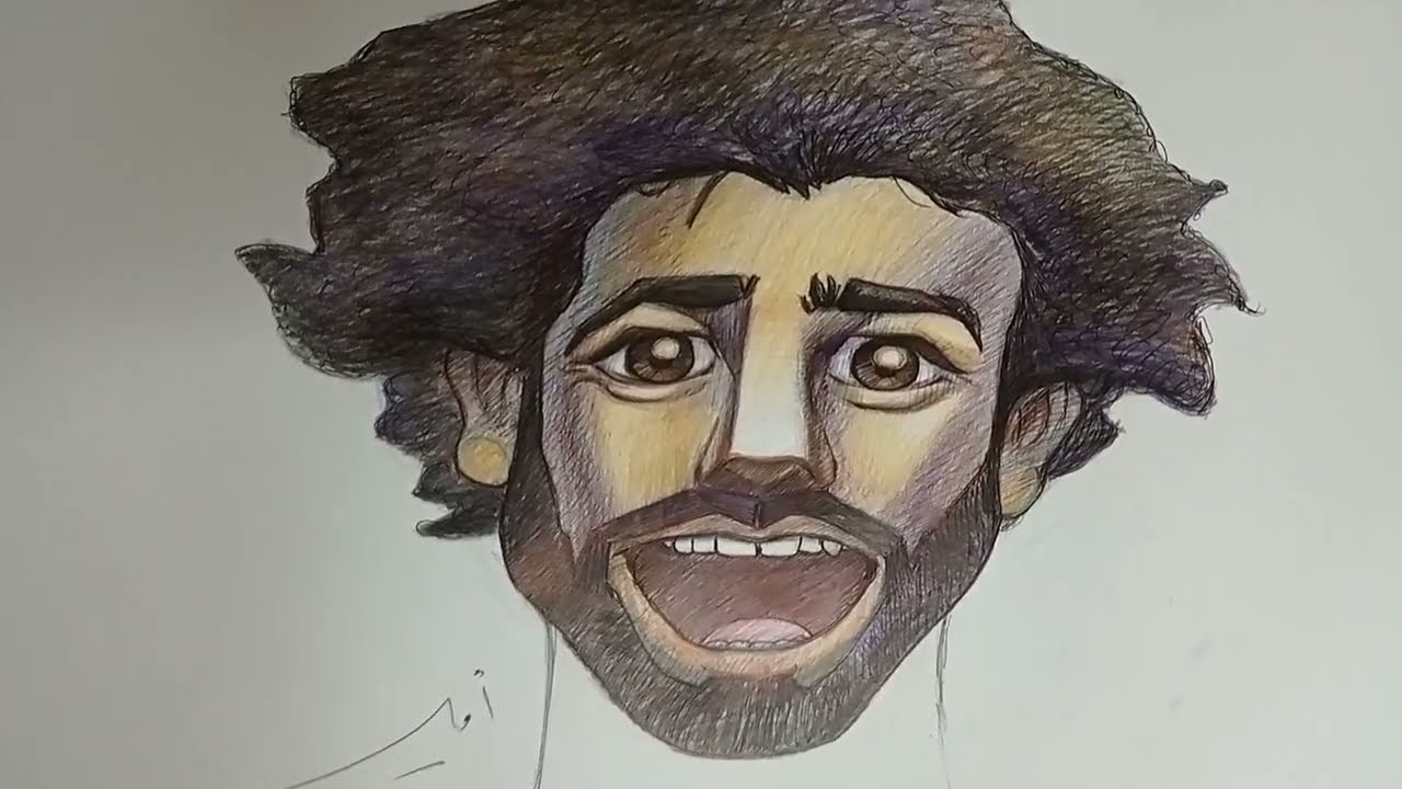 Drawing : Mohamed Salah , Liverpool's player , color pencil drawing ...