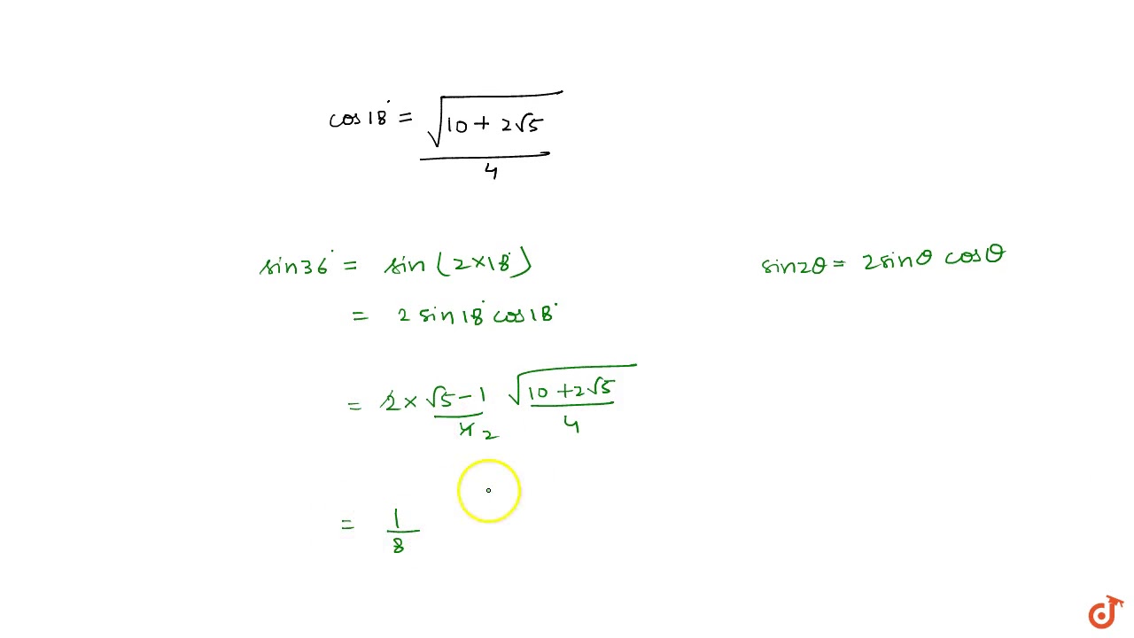Find the Value cos `54^@` or sin `36^@` - YouTube