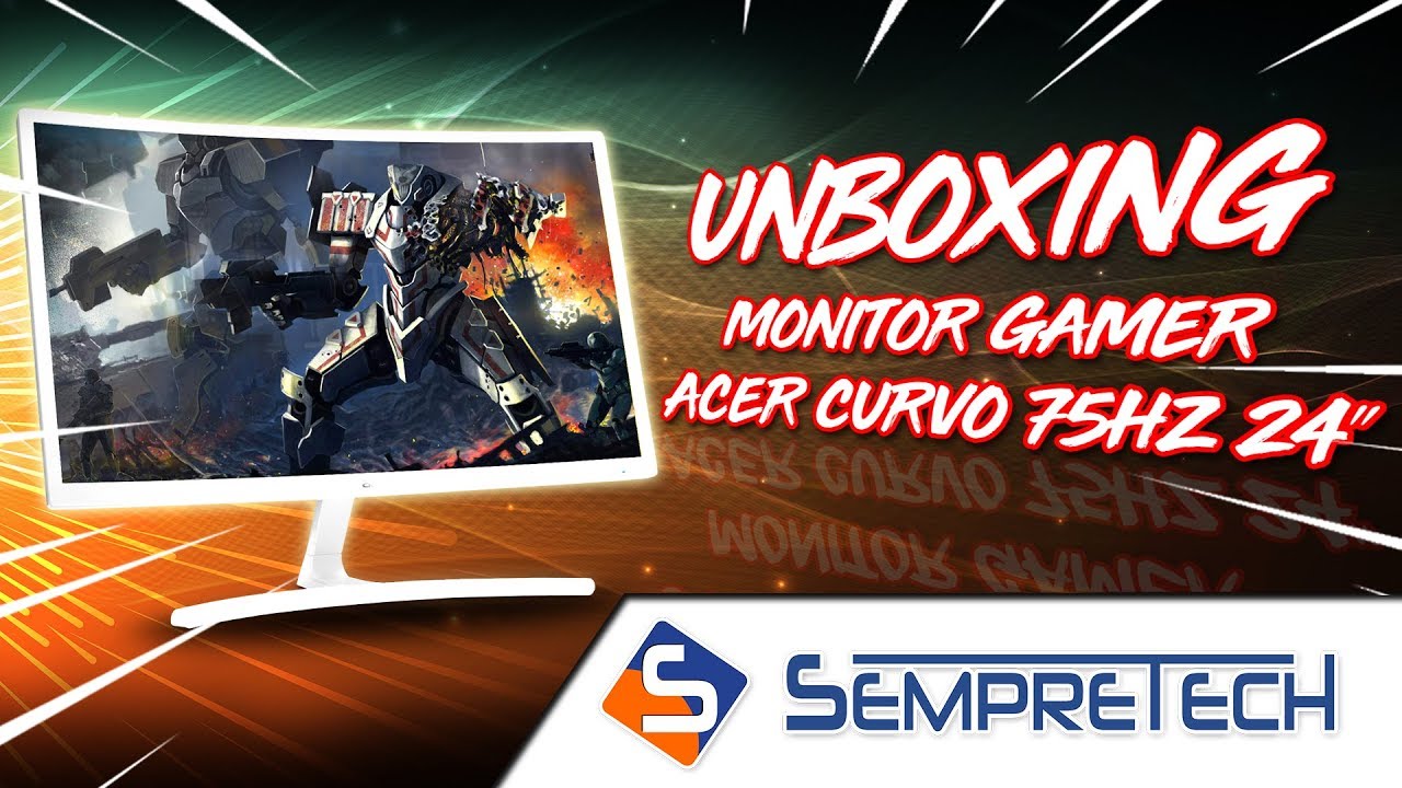 Unboxing Completo do Monitor Gamer Led Branco Curvo Full Hd 24 ...