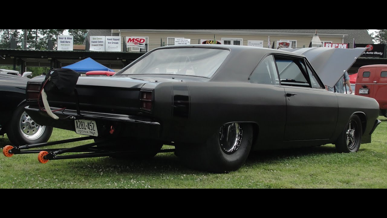 NASTY 69 MOPAR START UP RIDE BY WHEELIE BARS 'CHUTE KILLER EXHAUST ...